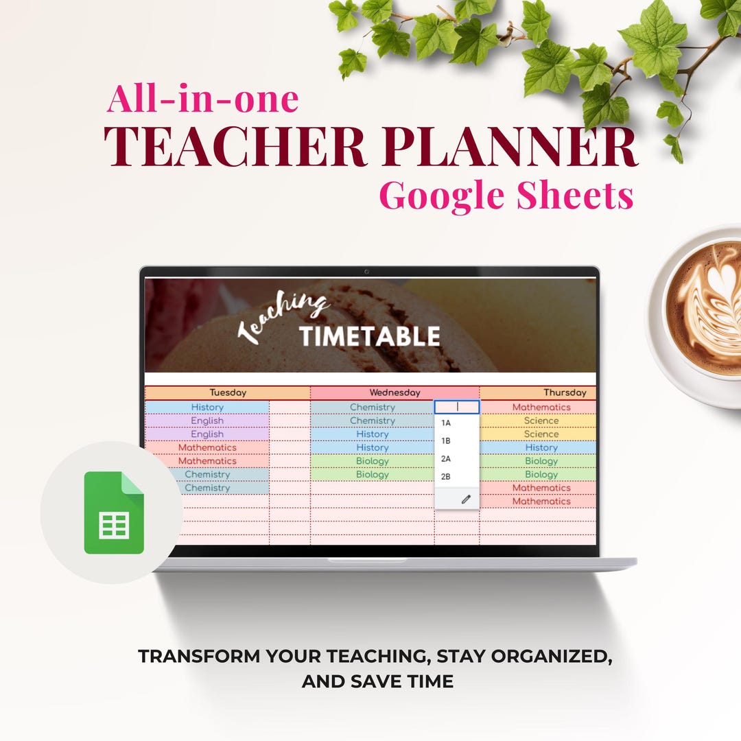 Digital Teacher Planner Google Sheets Template Editable Weekly Planner ...