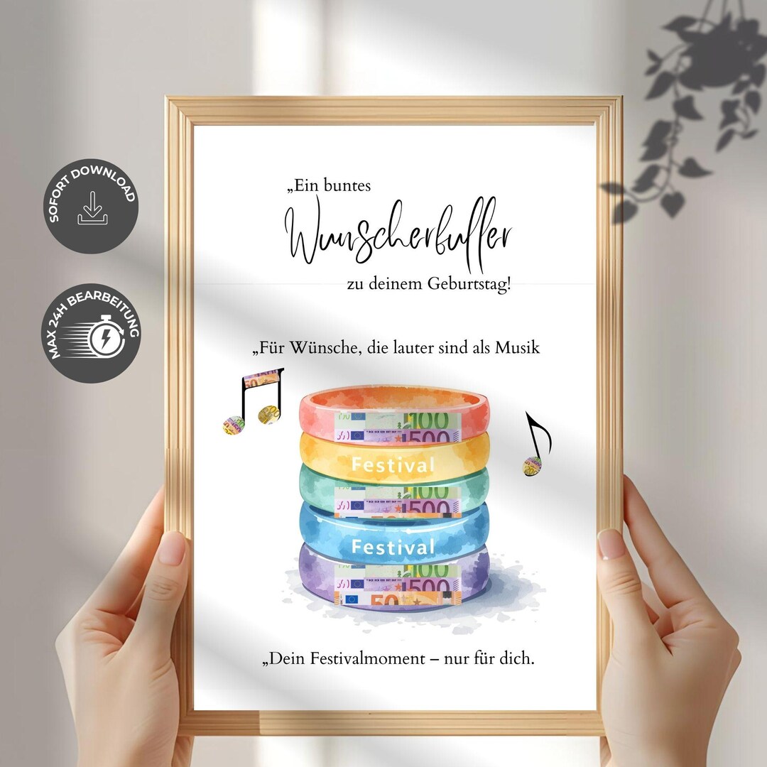 Printable Cash Gift for Concerts PDF | Give Money for a Music Concert ...
