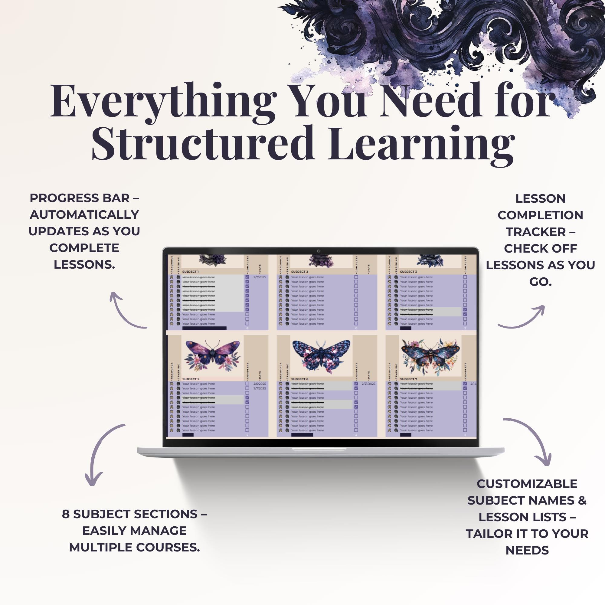 Digital Study Tracker | Google Sheets Planner | Aesthetic Learning ...