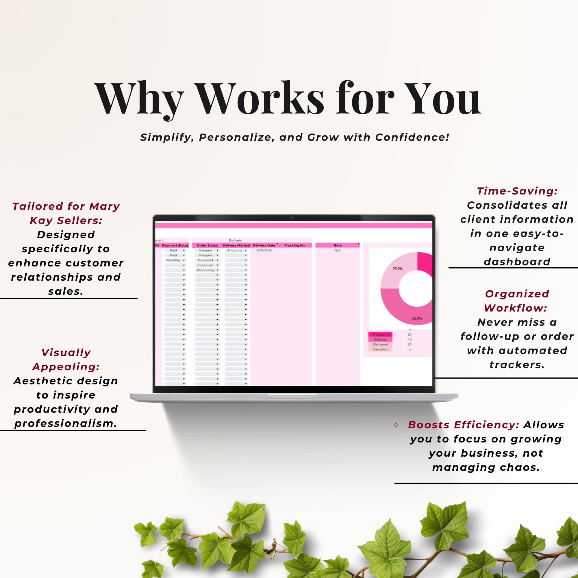 Mary Kay Planner Google Sheets | Lead Client Tracker & Direct Sales CRM ...