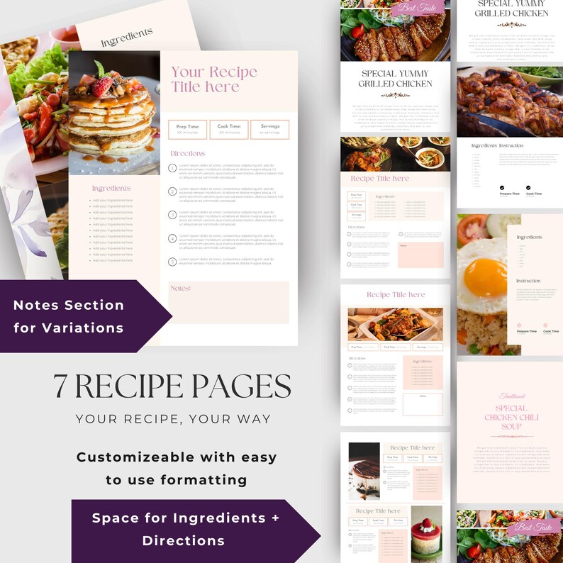 Custom Cookbook Canva Template | Personalized Own Recipe Book | Digital ...