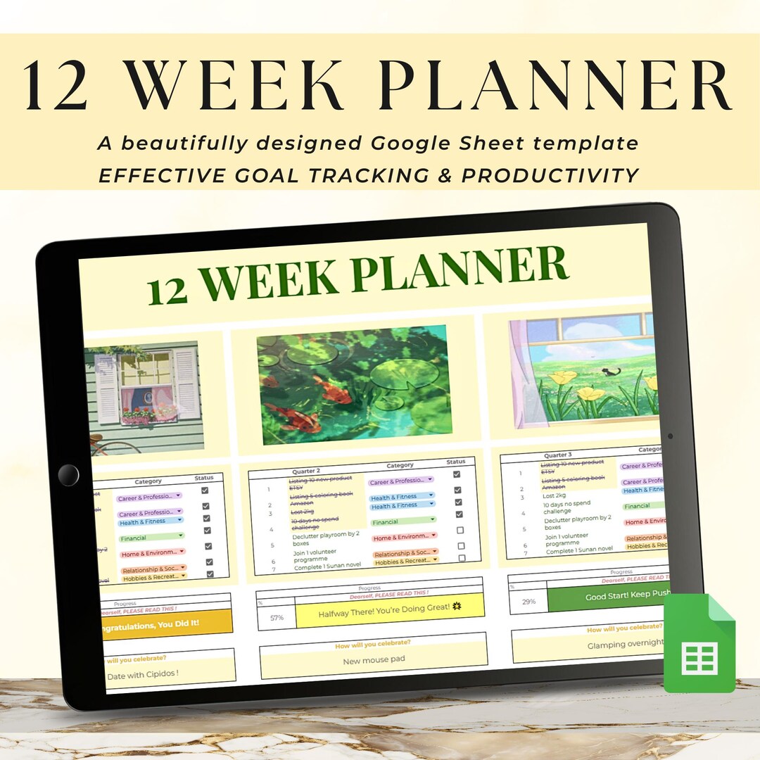 12 Week Goal Planner Productivity Template for 2024 Digital Planning ...
