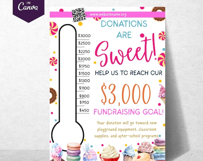 Editable Fundraising Goal Thermometer Template | 18x24, A4 & US Letter ...