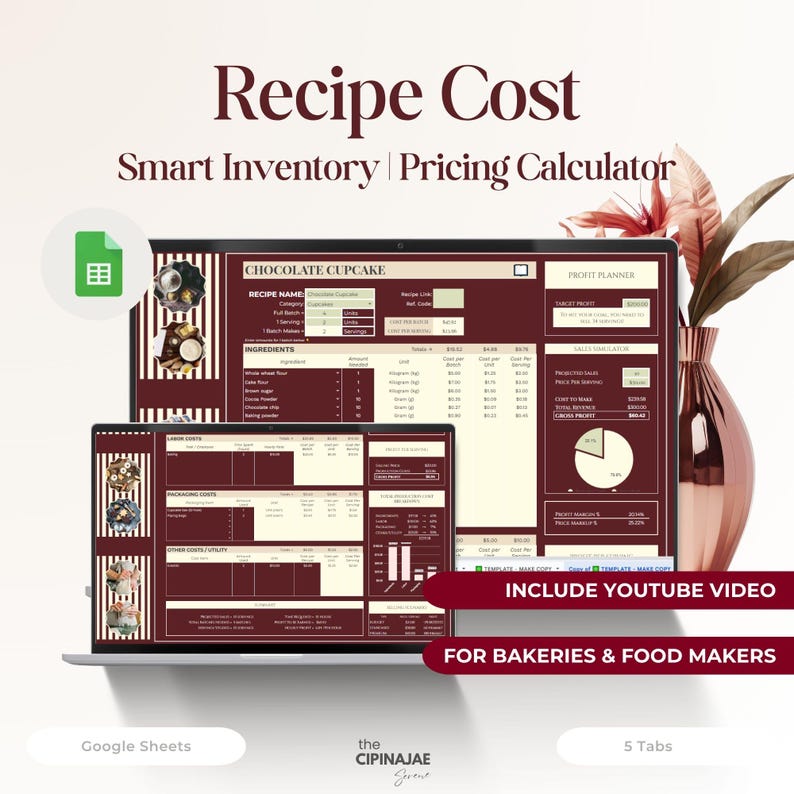 Costing Formula Cake Spreadsheet | Recipe Pricing Calculator ...