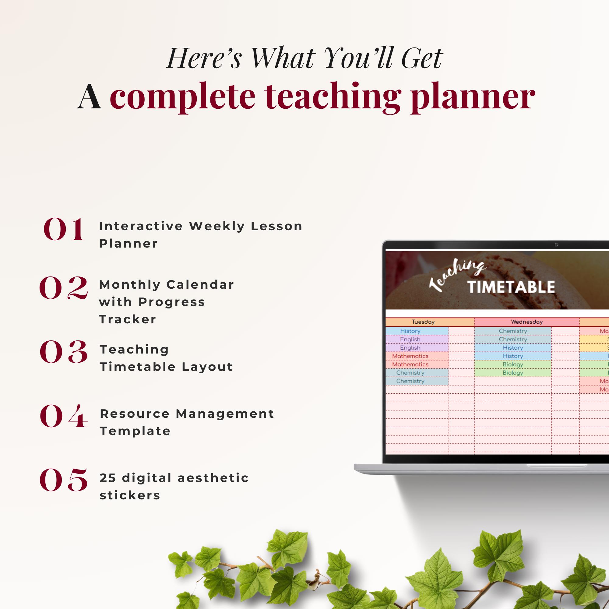 Digital Teacher Planner Google Sheets Template Editable Weekly Planner ...