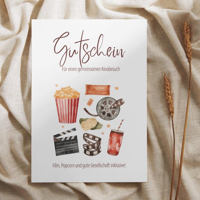 Printable Gift Voucher Cinema Visit | Last Minute Gift | PDF Download ...