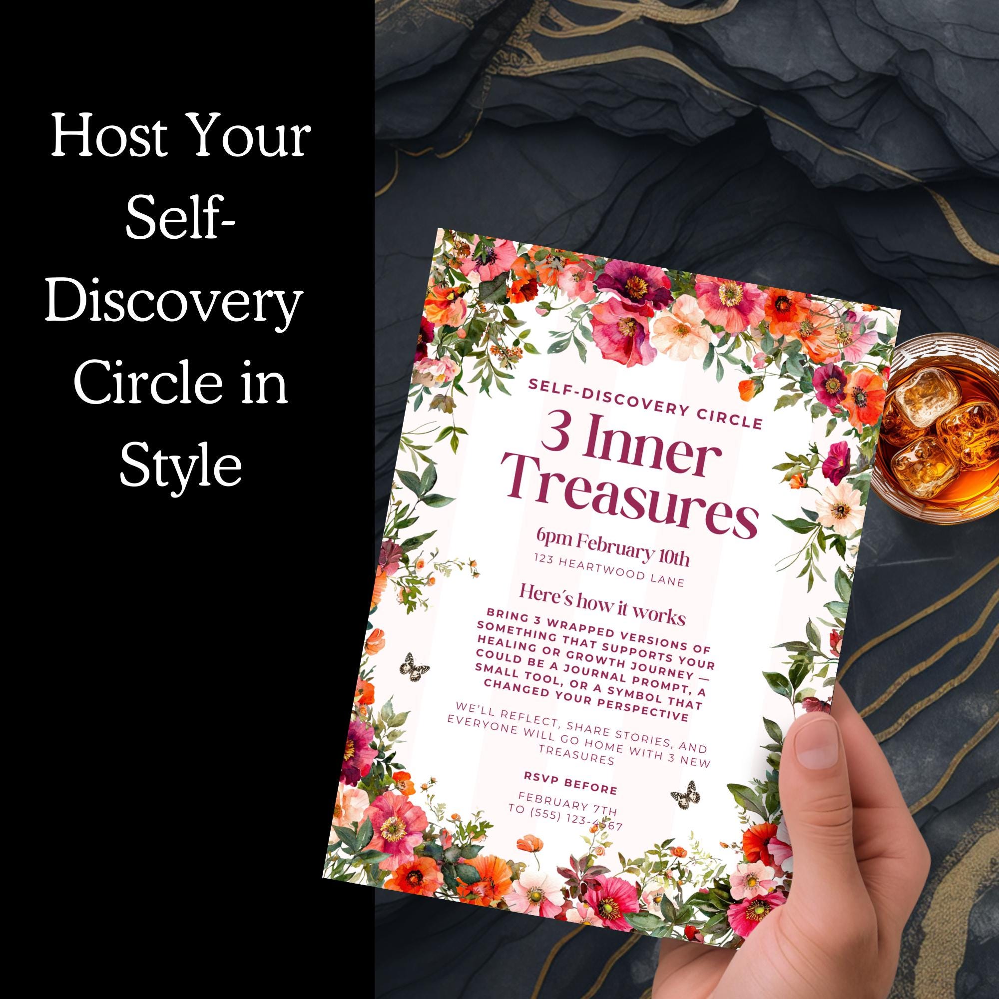 Self-discovery Circle Event Invitation Template | Editable Canva PDF ...
