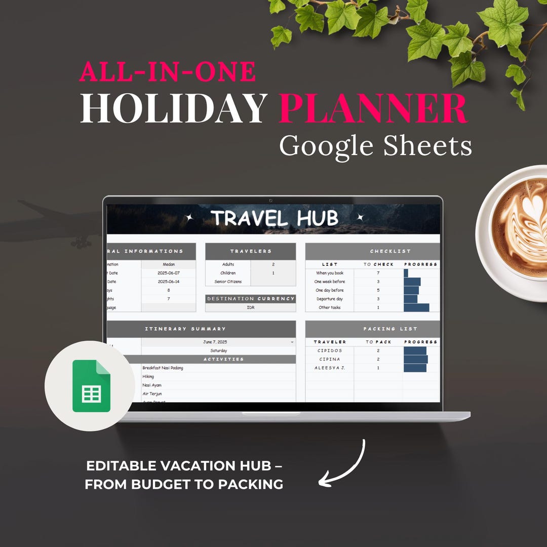 Group Travel Planner Google Sheets | Trip Budget Tracker | Vacation ...