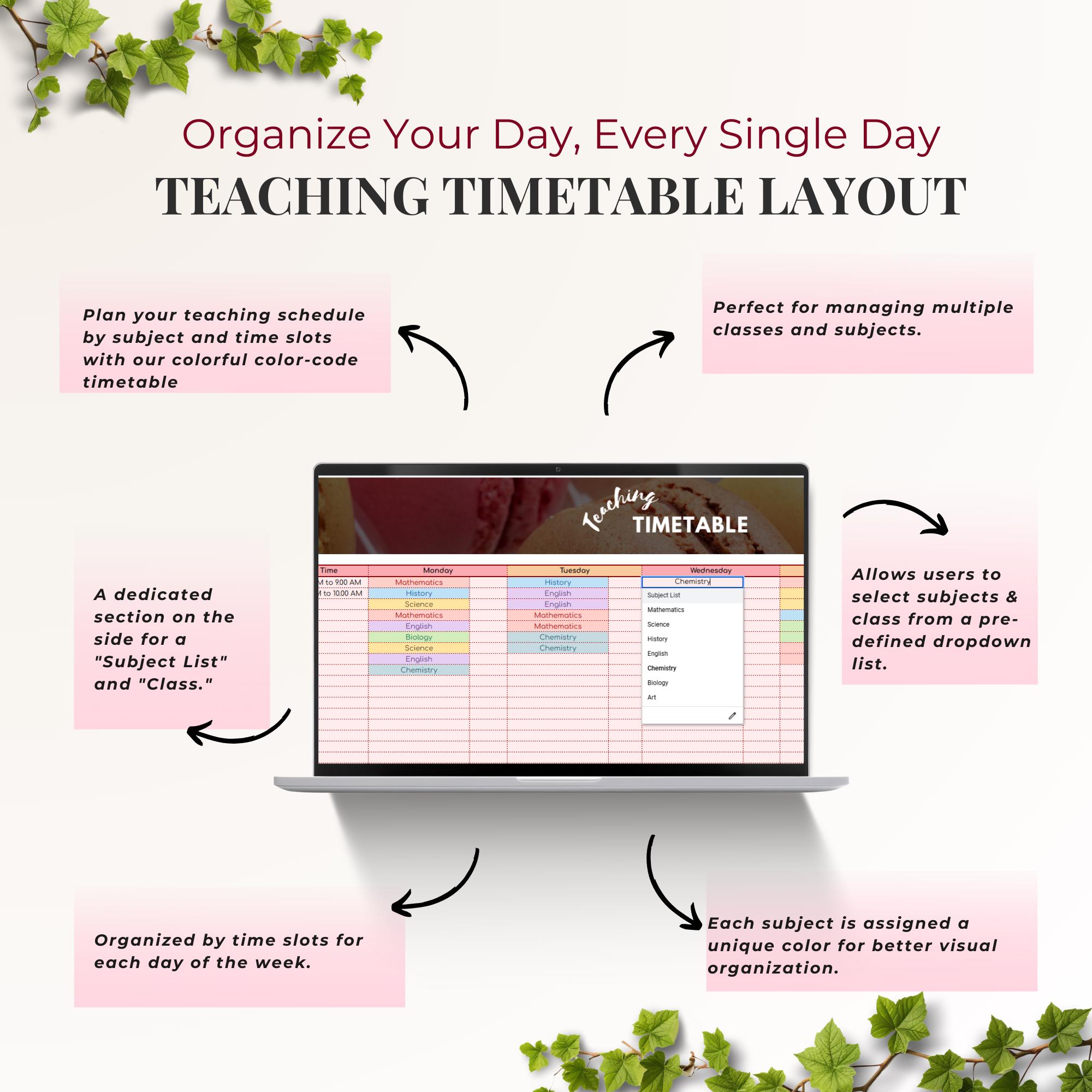 Digital Teacher Planner Google Sheets Template Editable Weekly Planner ...