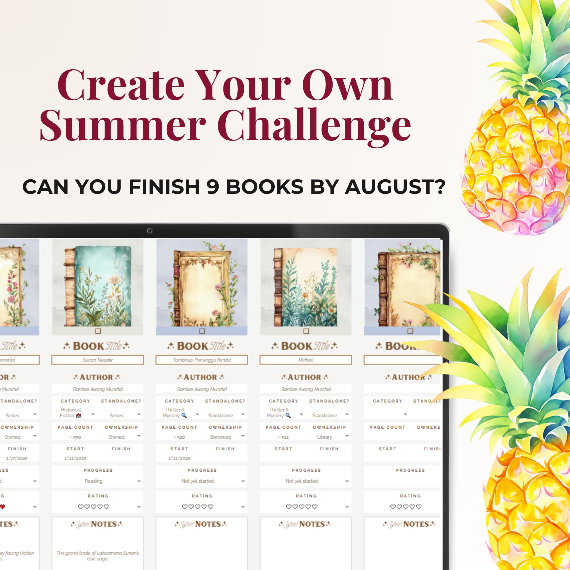 Summer Reading Tracker | Printable Bookshelf Journal & Book Review Log ...
