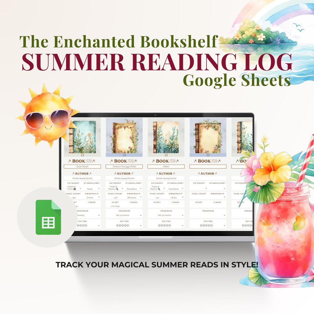 Summer Reading Tracker | Printable Bookshelf Journal & Book Review Log ...
