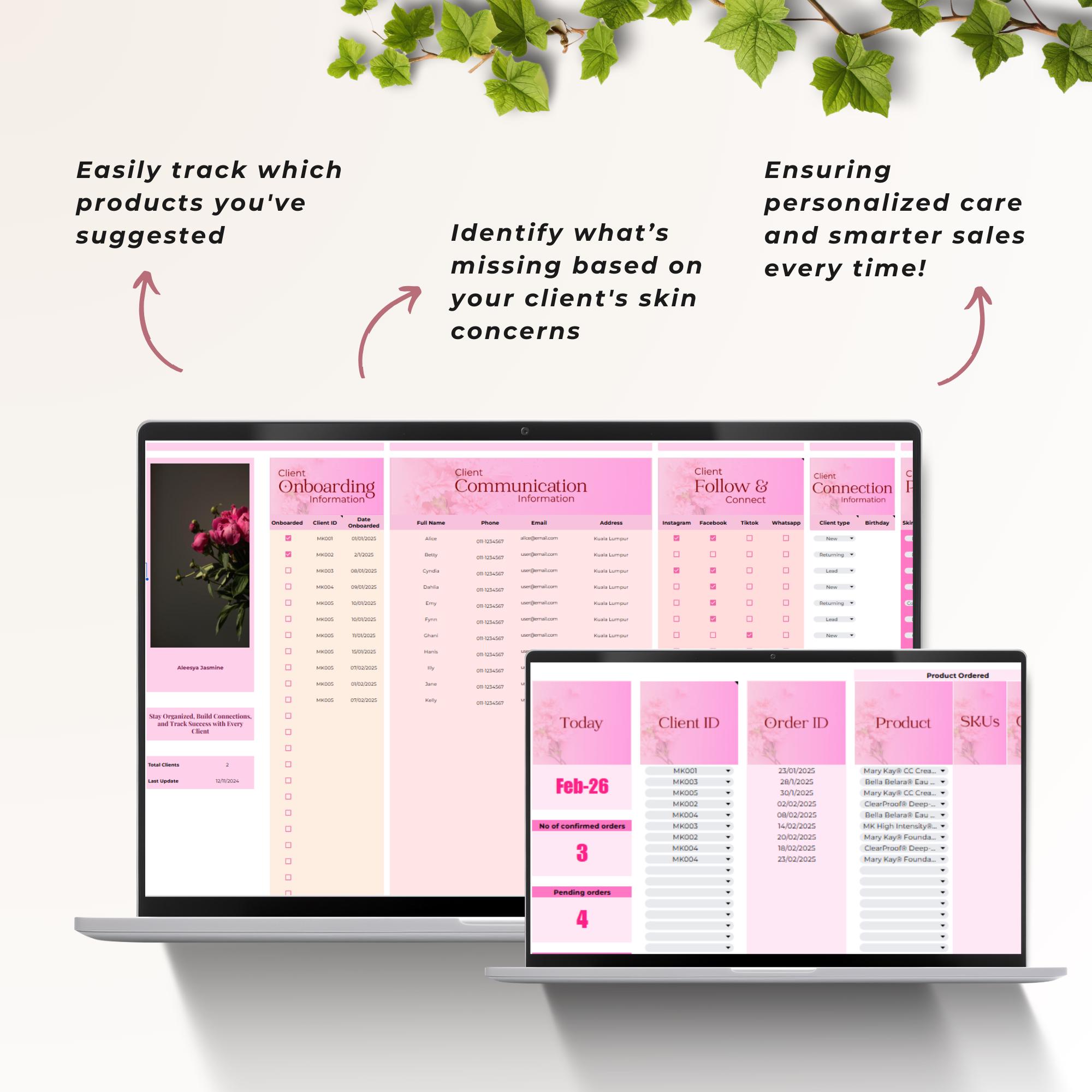 Mary Kay Planner Customer Management Tool, Digital Client Organizer ...