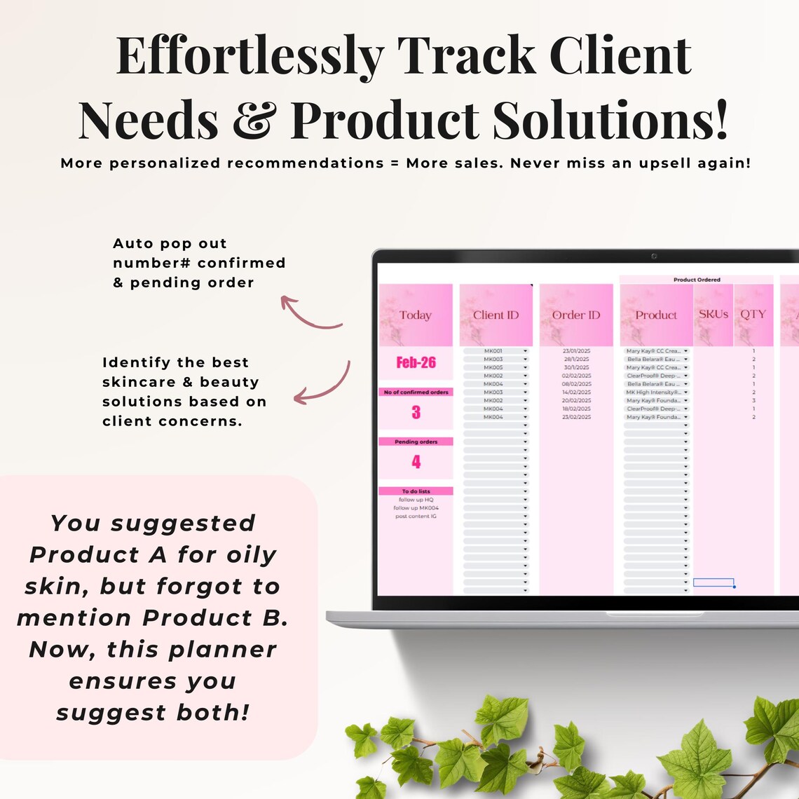 Mary Kay Planner Customer Management Tool, Digital Client Organizer ...