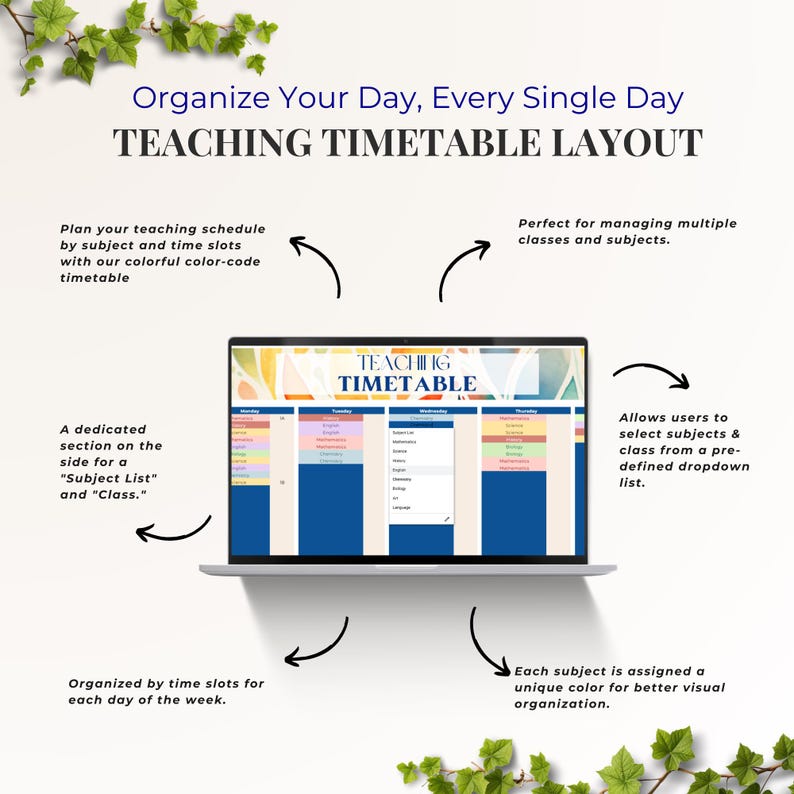 Digital Teacher Planner Google Sheets | Aesthetic Lesson Organizer ...