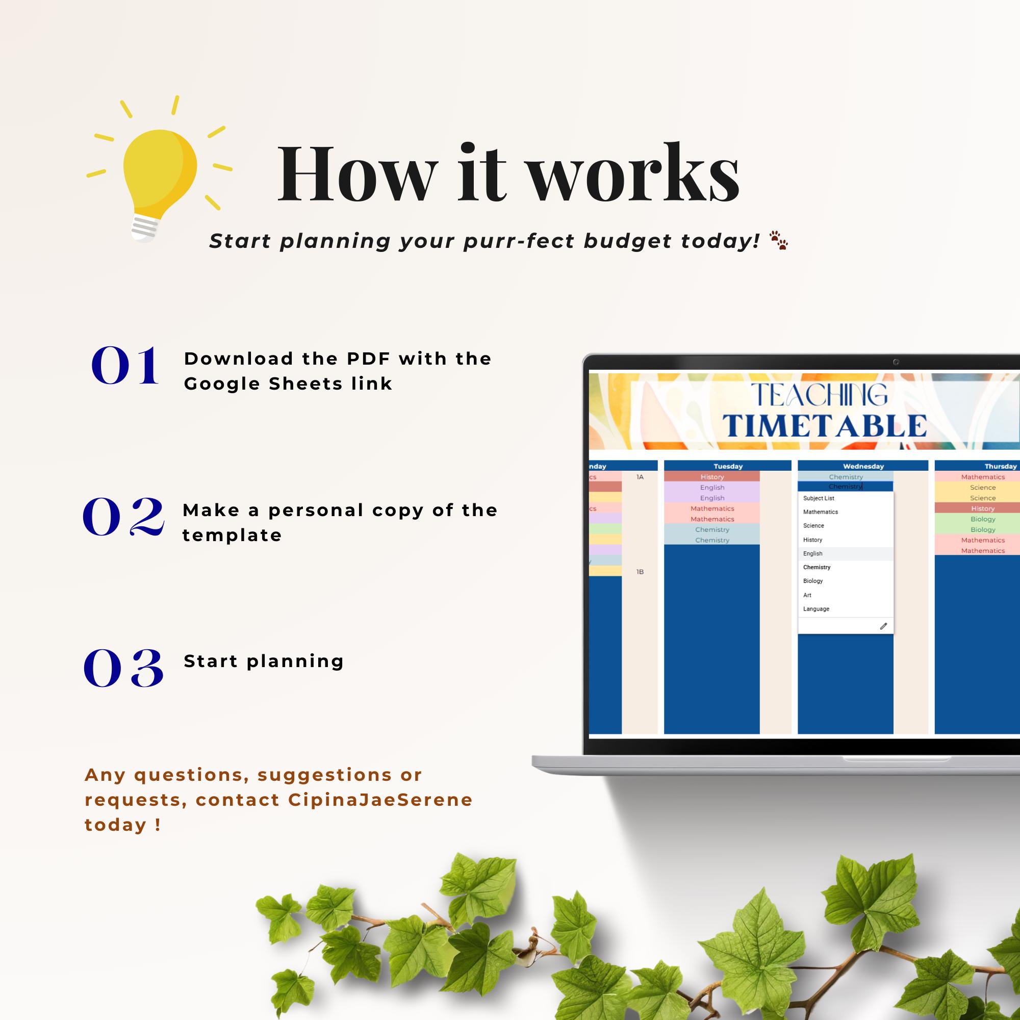 Digital Teacher Planner Google Sheets | Aesthetic Lesson Organizer ...