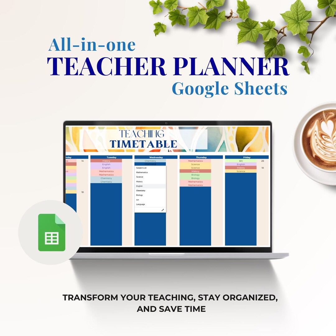 Digital Teacher Planner Google Sheets | Aesthetic Lesson Organizer ...