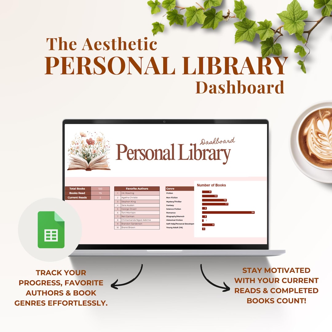 Aesthetic Personal Library Tracker Google Sheets, Digital Book ...