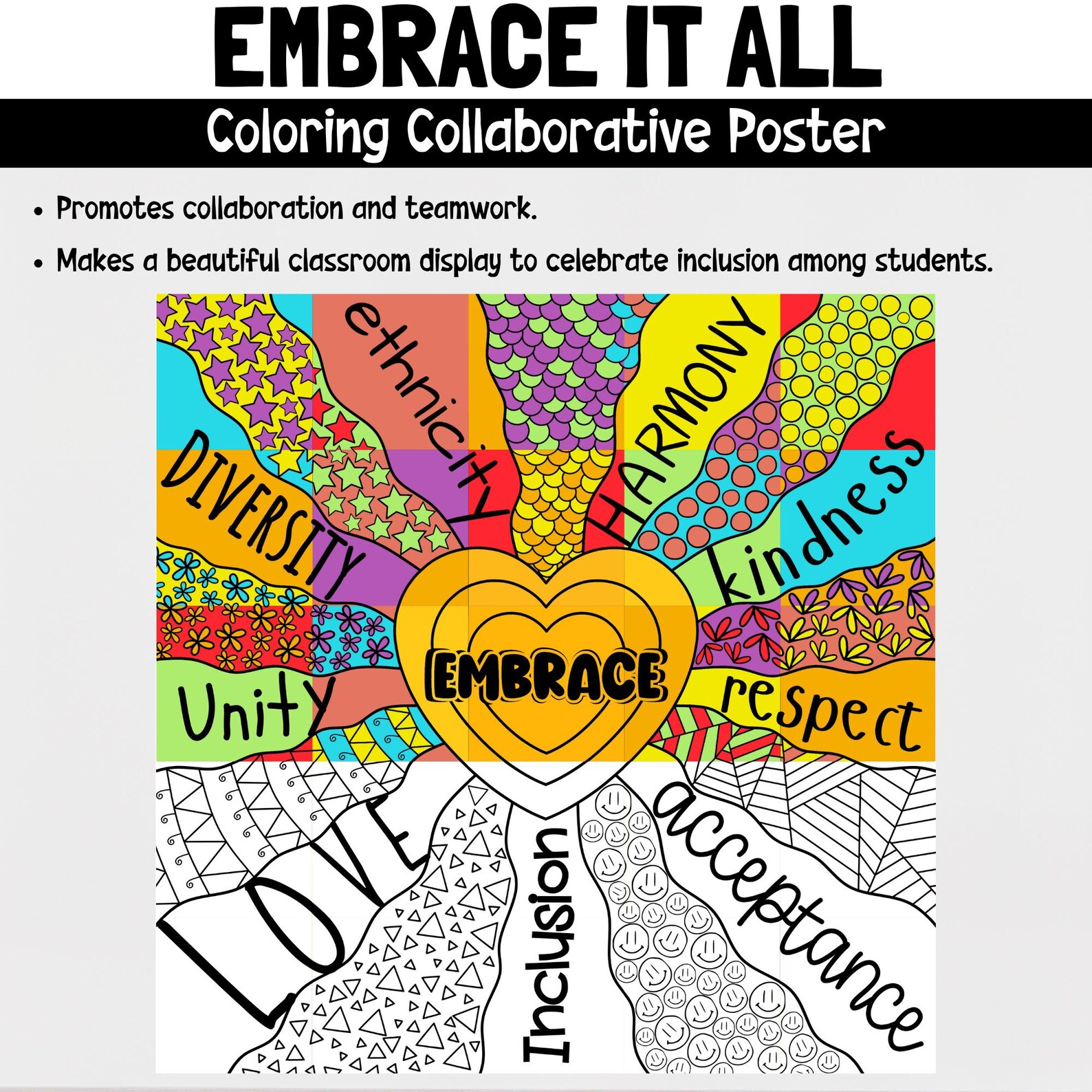 Harmony Day Collaborative Poster, Coloring Pages, Bulletin Board, Art ...