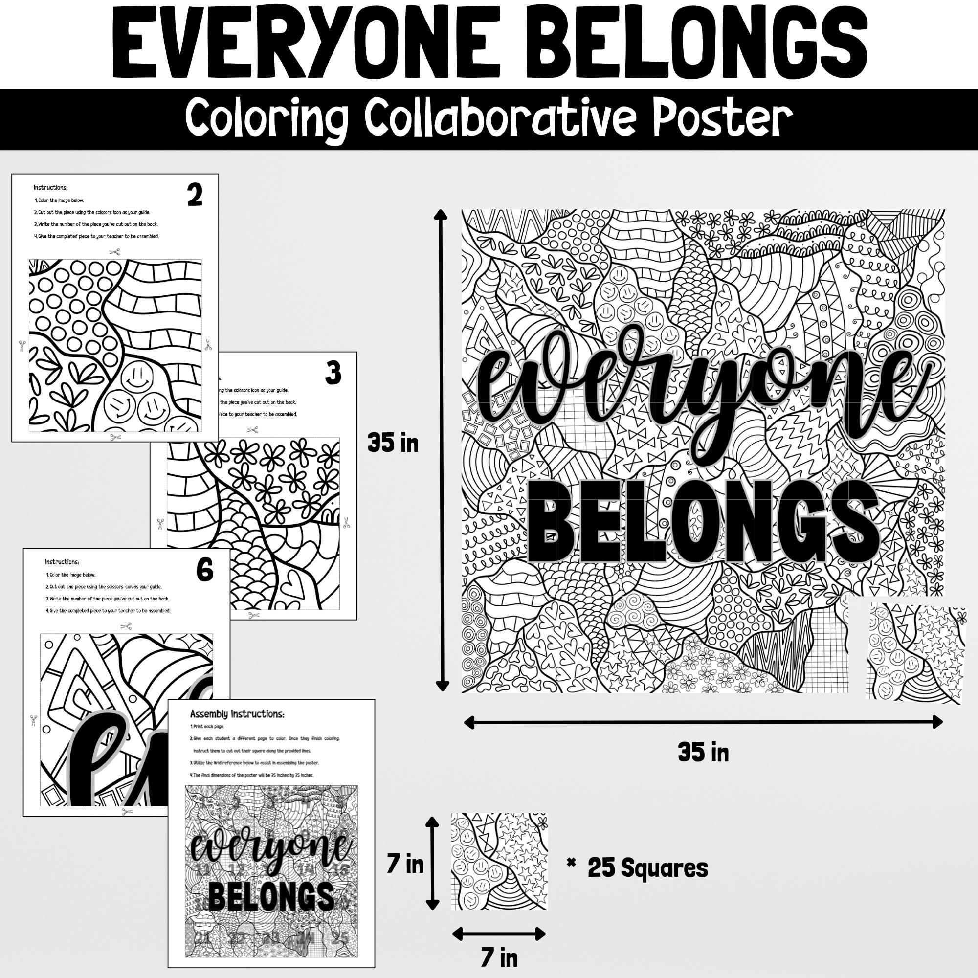 Harmony Day Collaborative Coloring Poster, Everyone Belong Poster ...