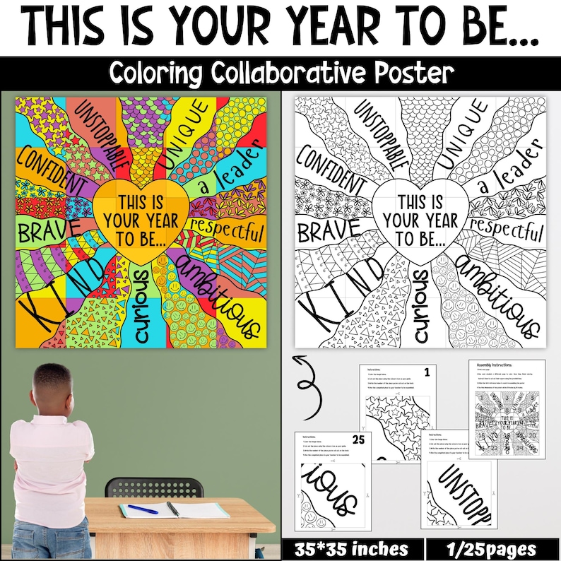 Back to School Collaborative Poster, Coloring Pages, Bulletin Board ...