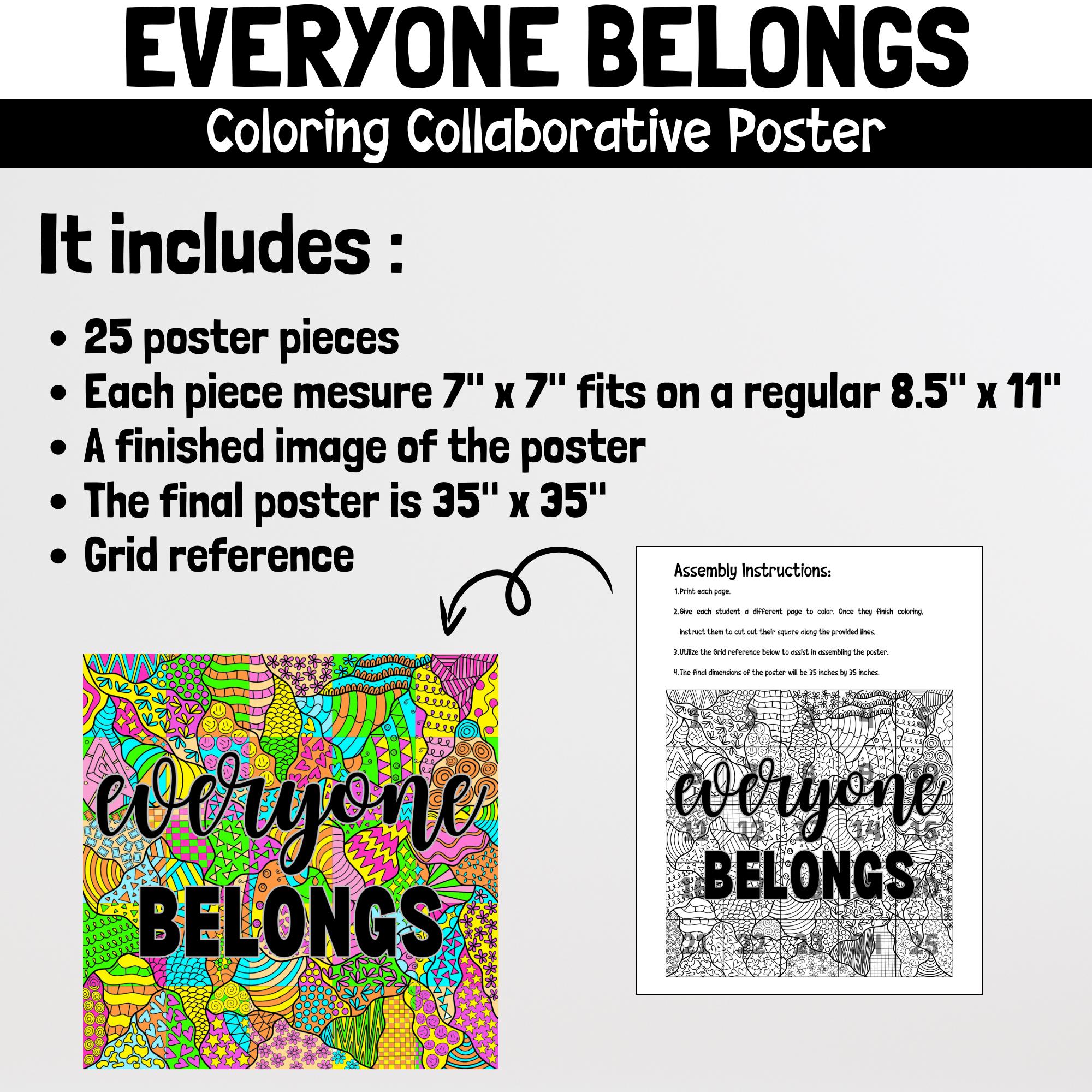 Harmony Day Collaborative Coloring Poster, Everyone Belong Poster ...