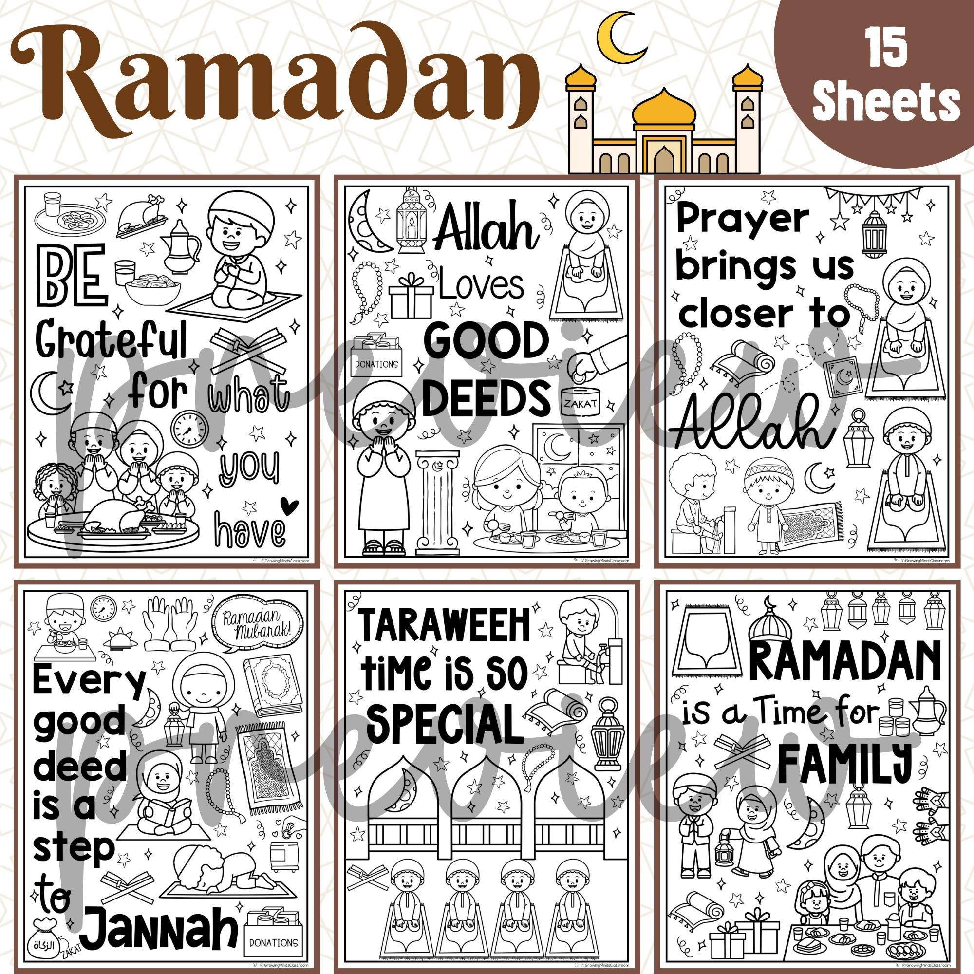 Ramadan Coloring Pages, Islamic Coloring Sheets, Art Project, Bulletin ...