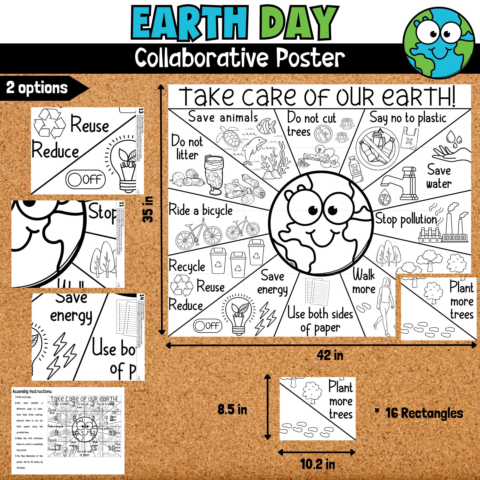 Earth Day Project, Collaborative Poster, Coloring Pages, Bulletin Board ...