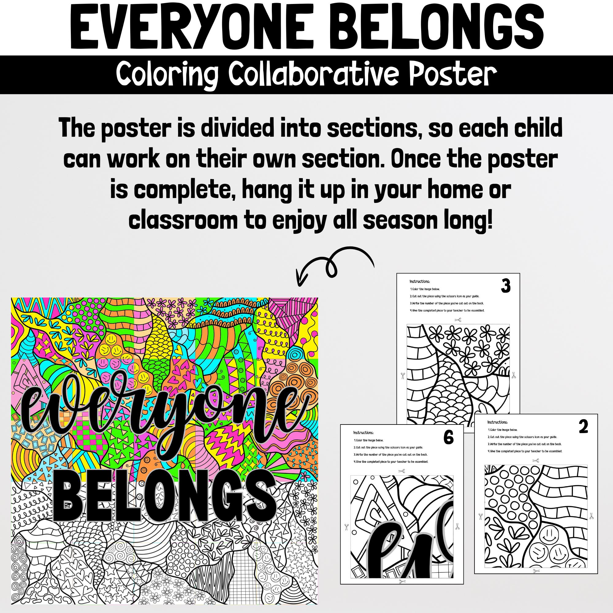 Harmony Day Collaborative Coloring Poster, Everyone Belong Poster ...