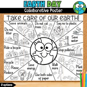 Earth Day Project, Collaborative Poster, Coloring Pages, Bulletin Board ...