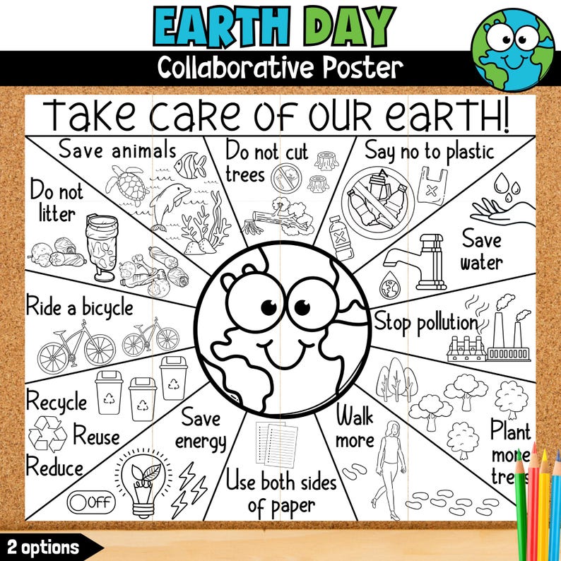 Earth Day Project, Collaborative Poster, Coloring Pages, Bulletin Board ...