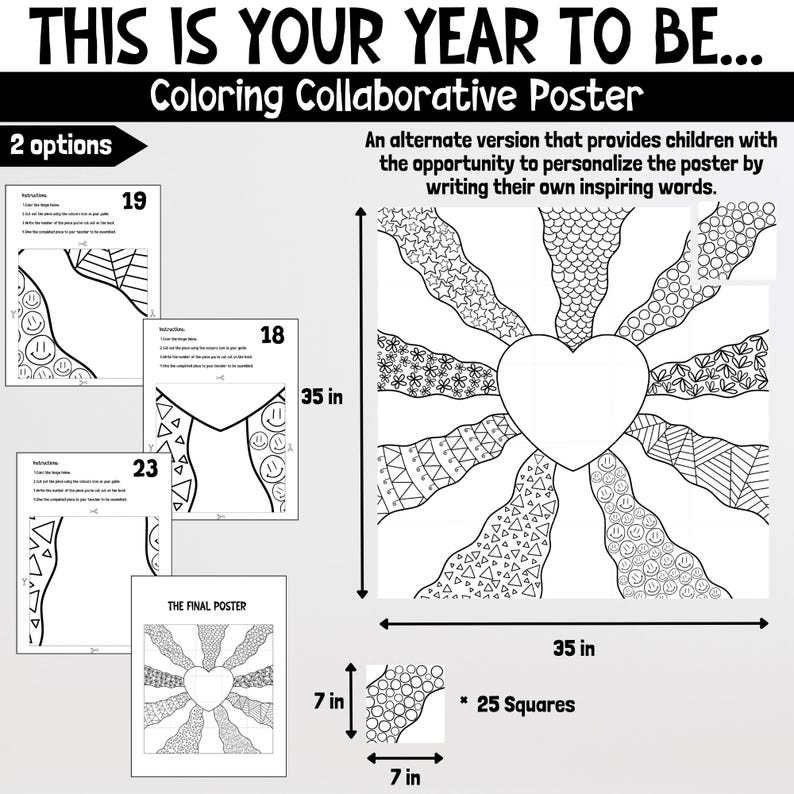 Back to School Collaborative Poster, Coloring Pages, Bulletin Board ...