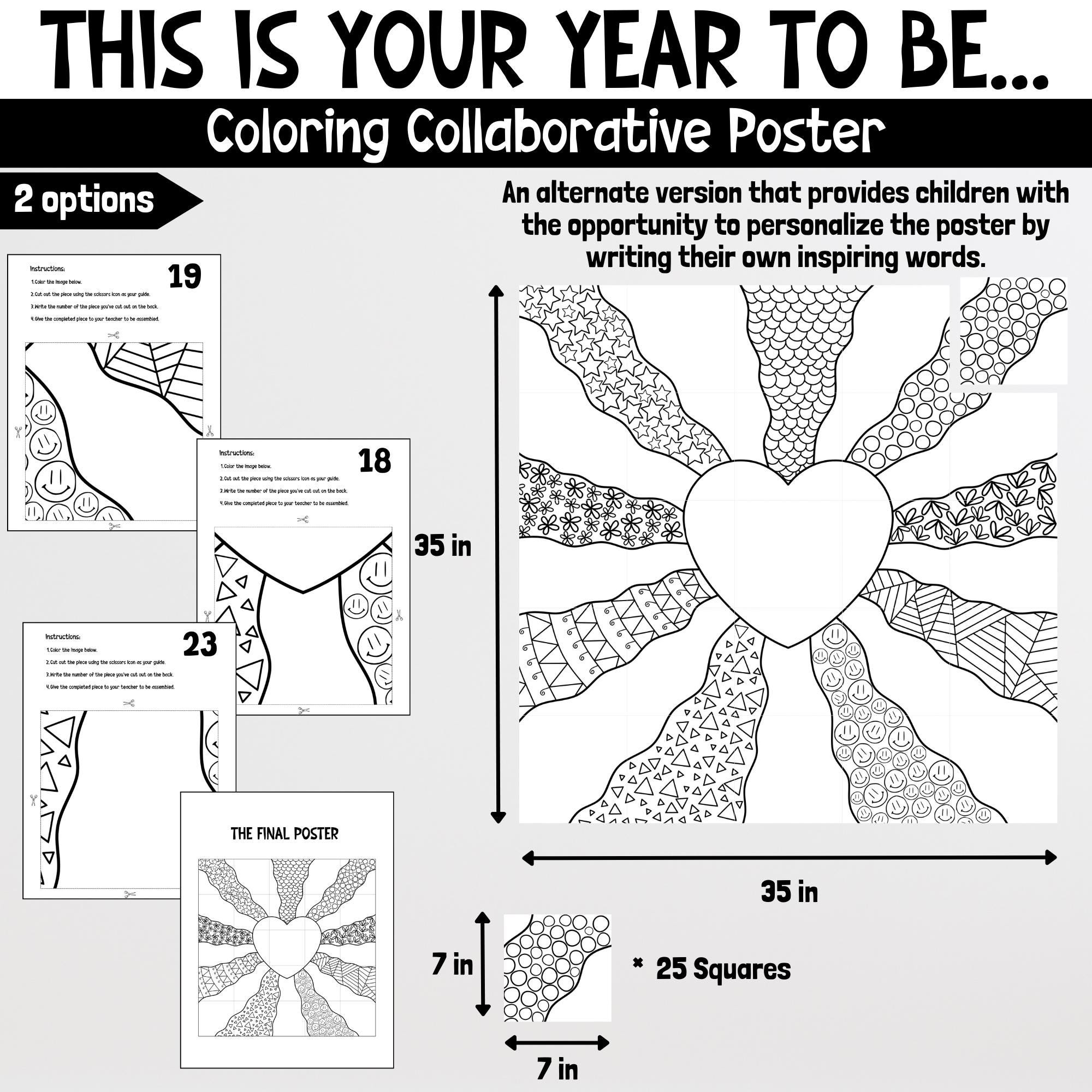 Back to School Collaborative Poster, Coloring Pages, Bulletin Board ...