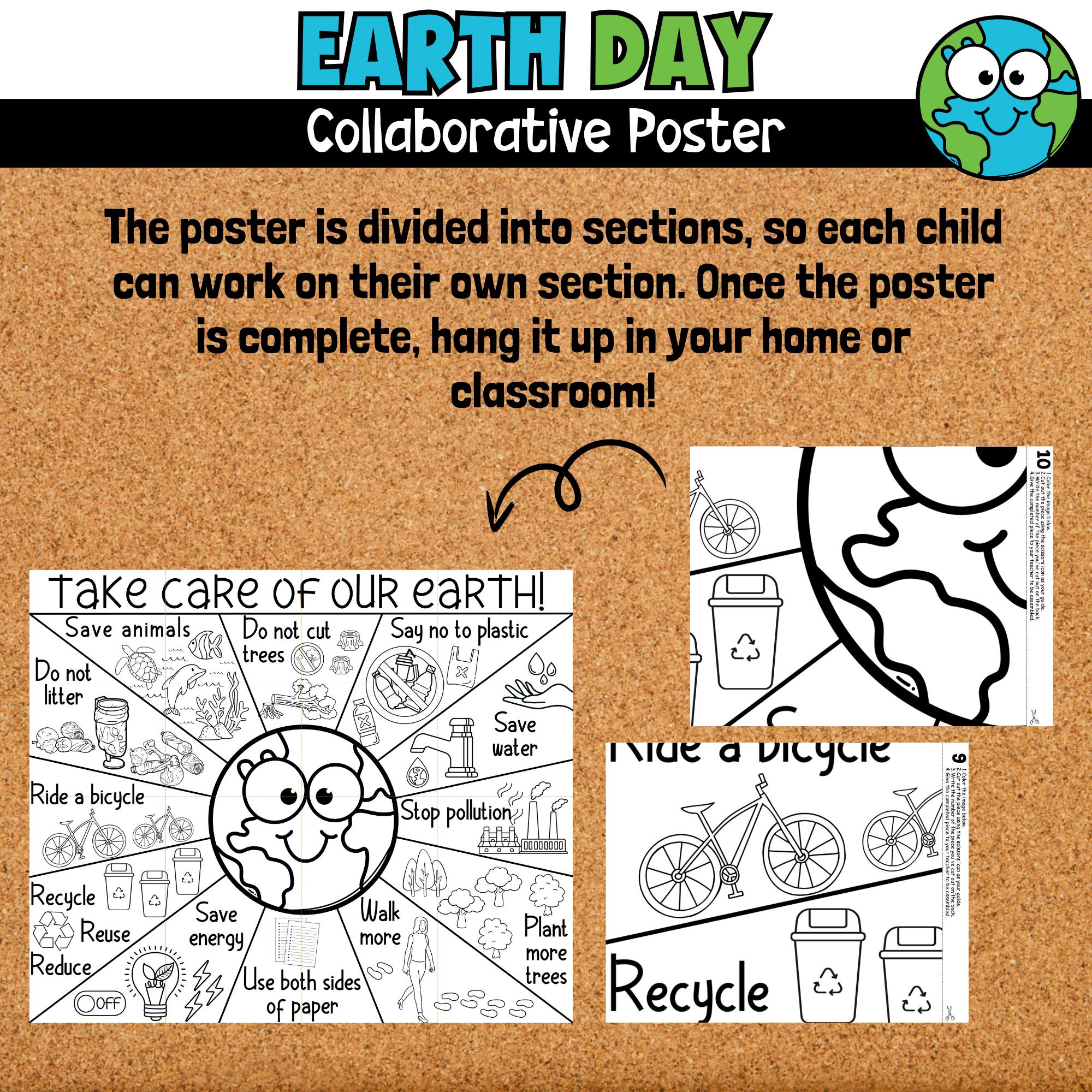 Earth Day Project, Collaborative Poster, Coloring Pages, Bulletin Board ...