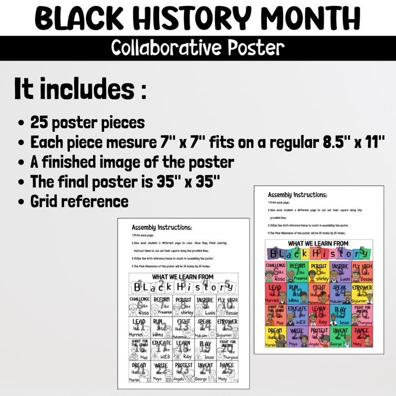 Black History Month Collaborative Poster, Coloring Pages, Notable Black ...