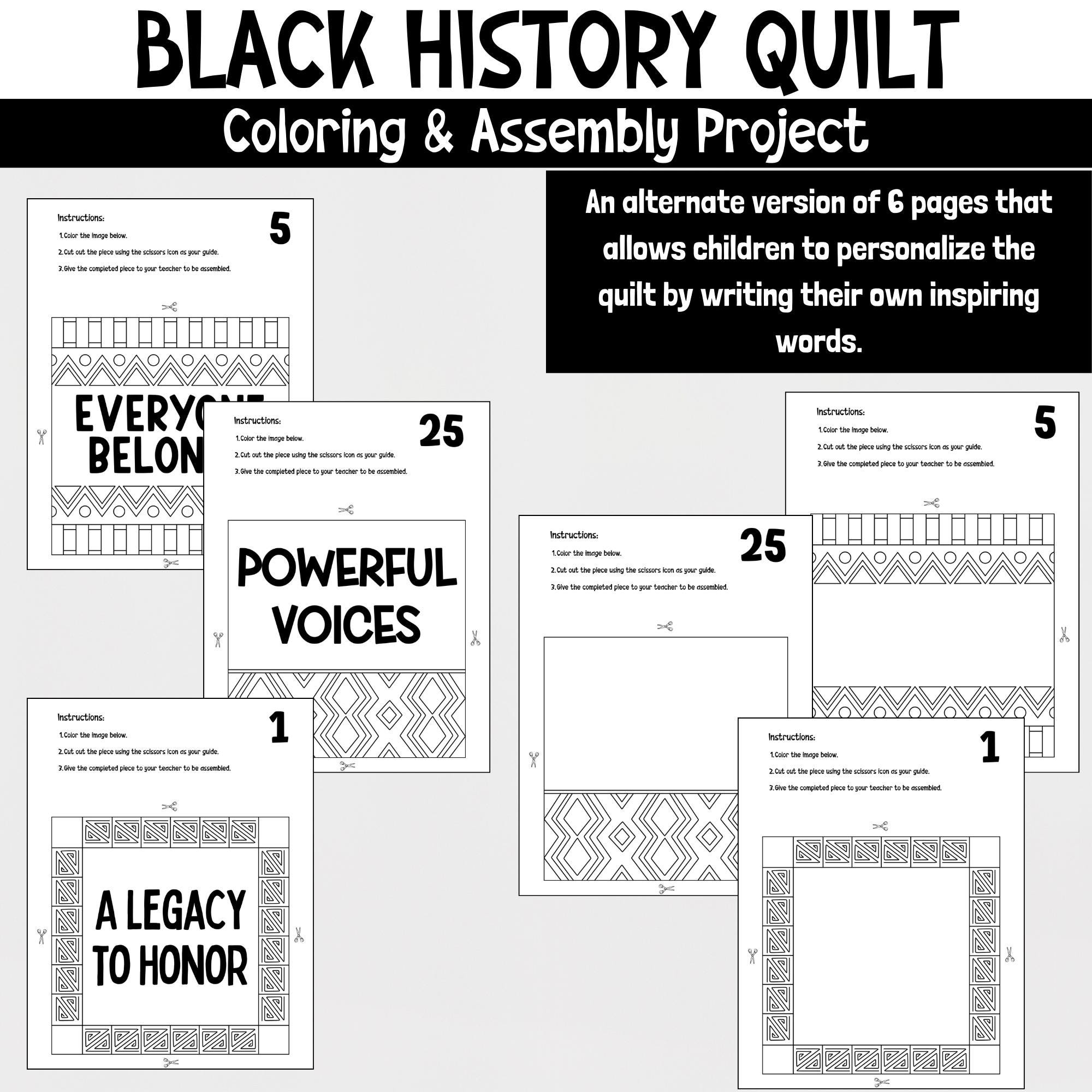 Black History Month Quilt Project, Collaborative Coloring Poster ...