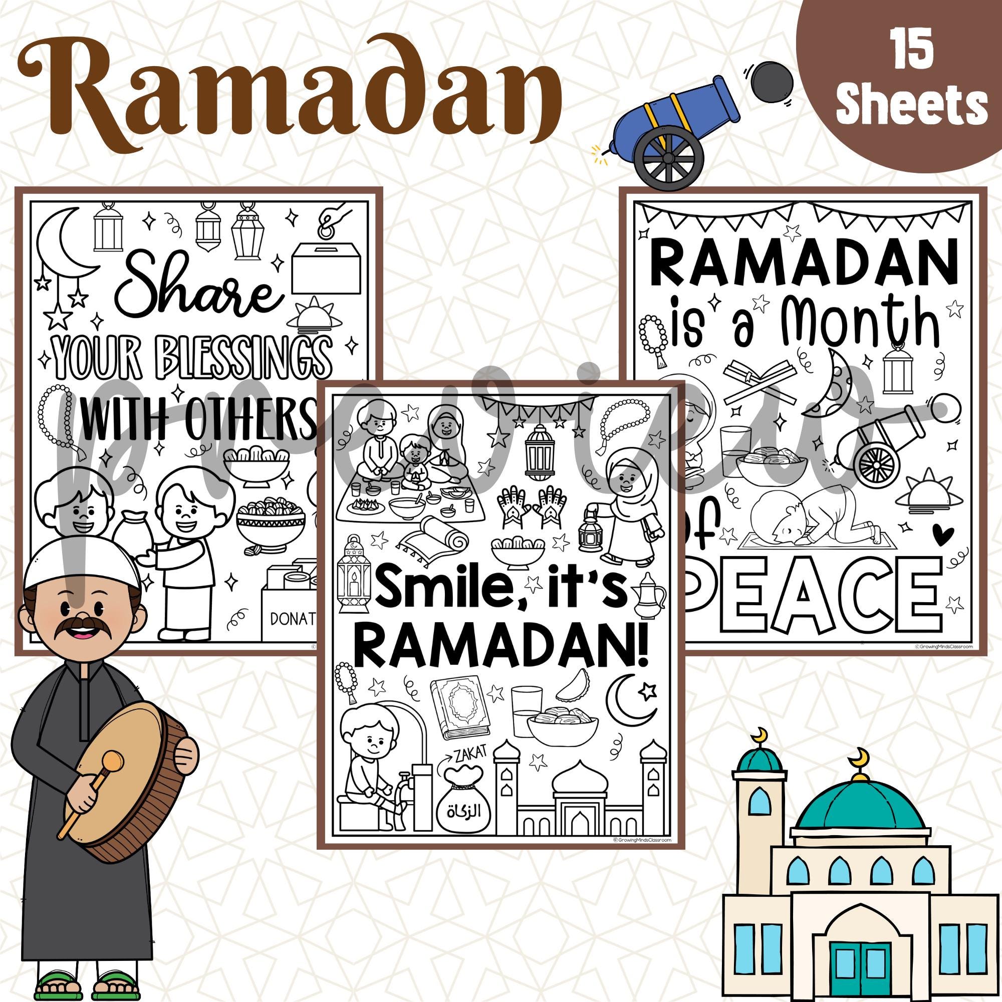 Ramadan Coloring Pages, Islamic Coloring Sheets, Art Project, Bulletin ...