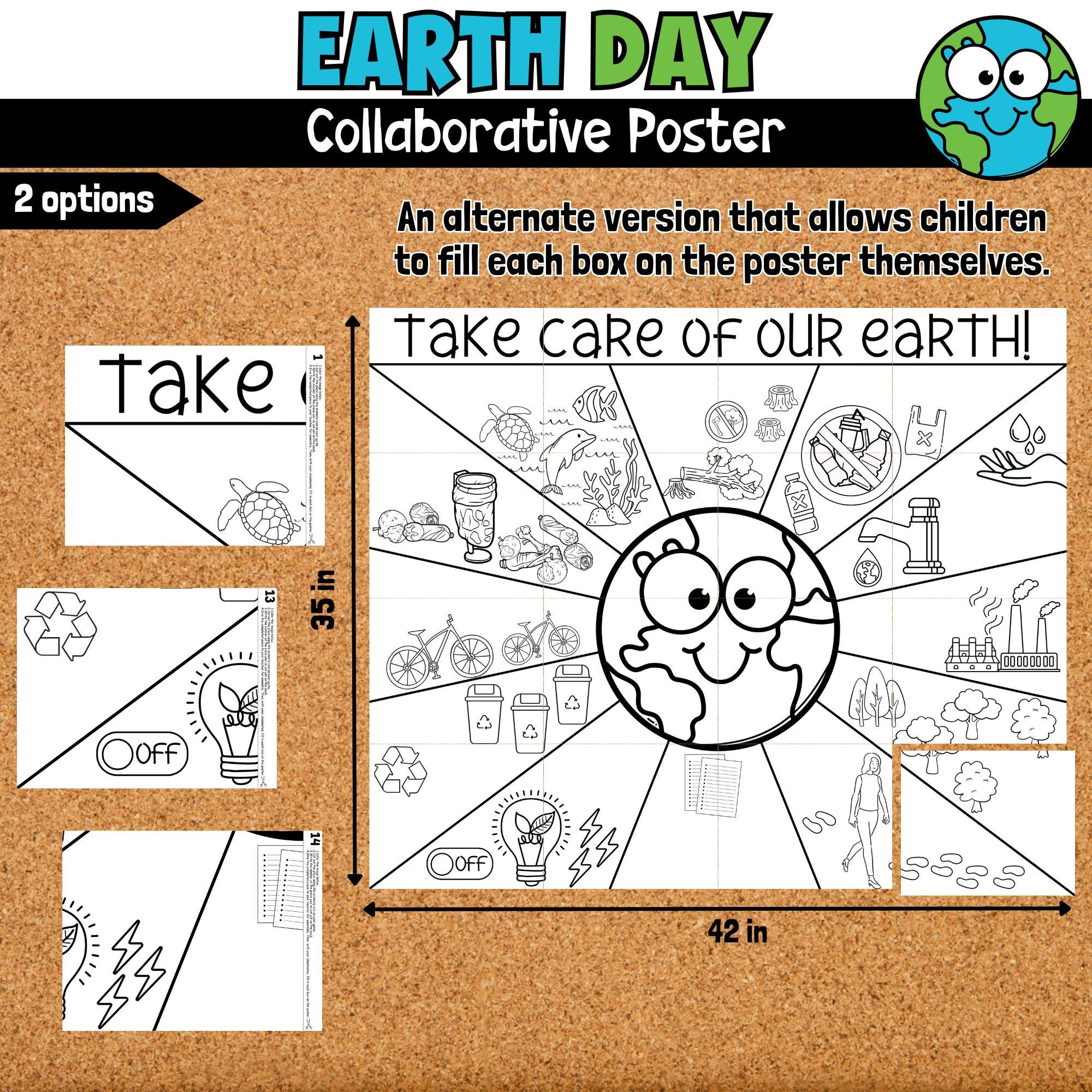 Earth Day Project, Collaborative Poster, Coloring Pages, Bulletin Board ...