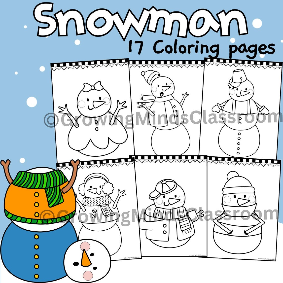 Snowman Coloring Pages, Winter Coloring Sheets, Winter Crafts, Art ...