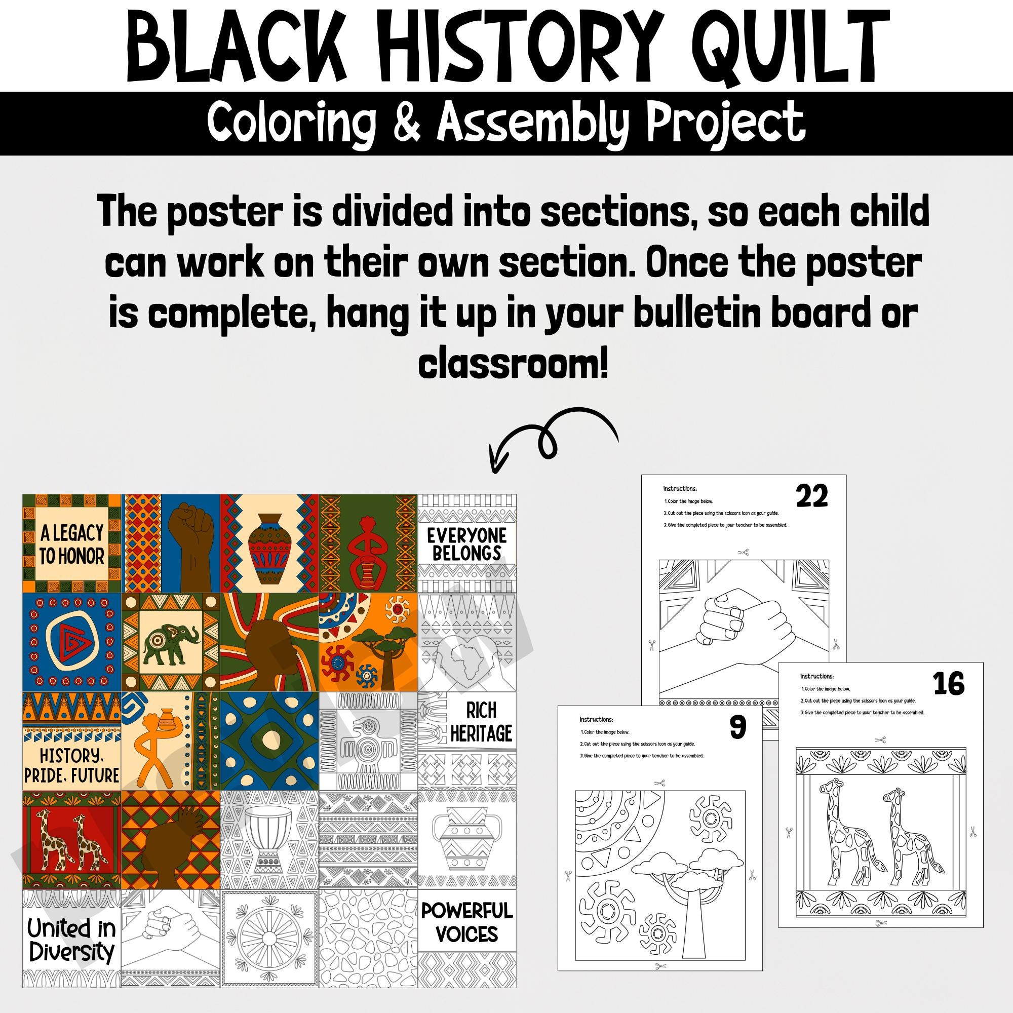 Black History Month Quilt Project, Collaborative Coloring Poster ...