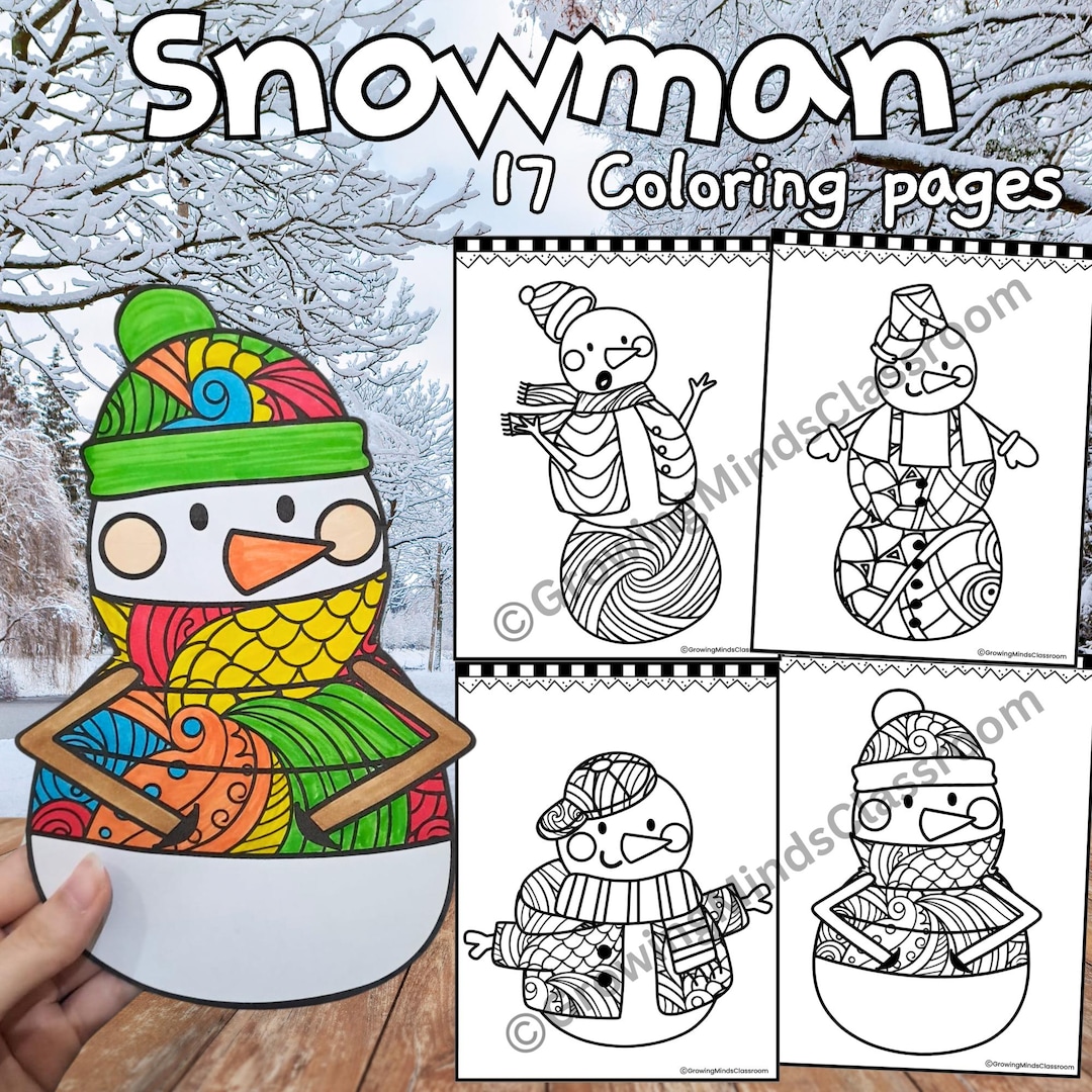 Snowman Coloring Pages, Winter Coloring Sheets, Winter Crafts, Art ...