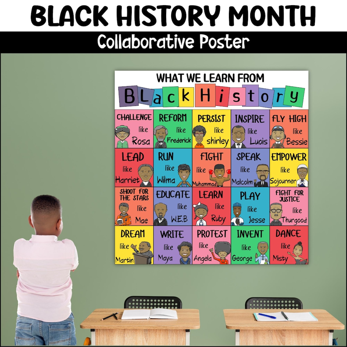 Black History Month Collaborative Poster, Coloring Pages, Notable Black ...