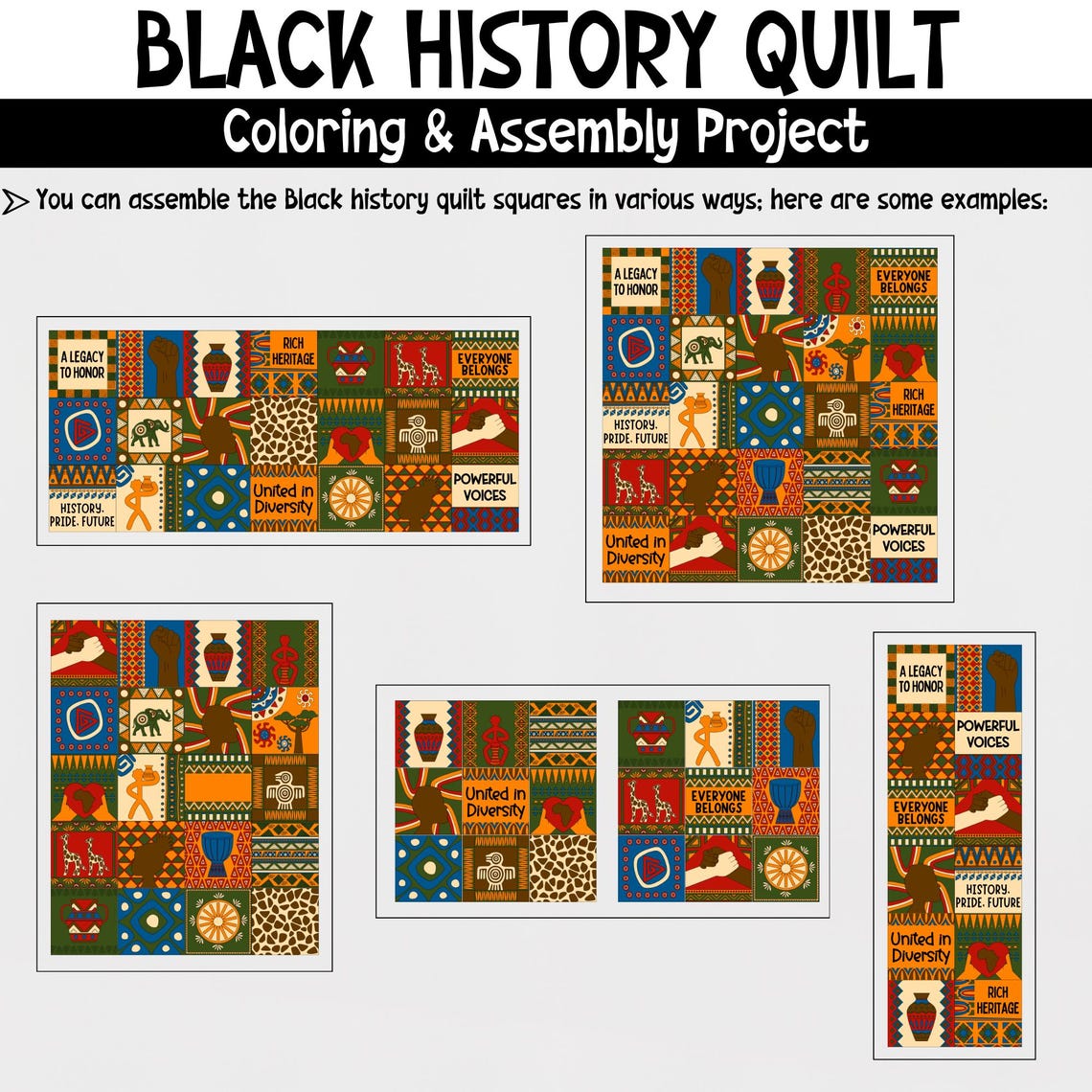 Black History Month Quilt Project, Collaborative Coloring Poster ...