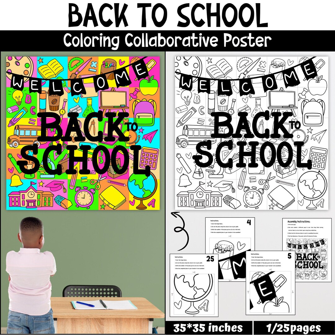 Welcome Back to School Coloring Collaborative Poster, Coloring Pages ...