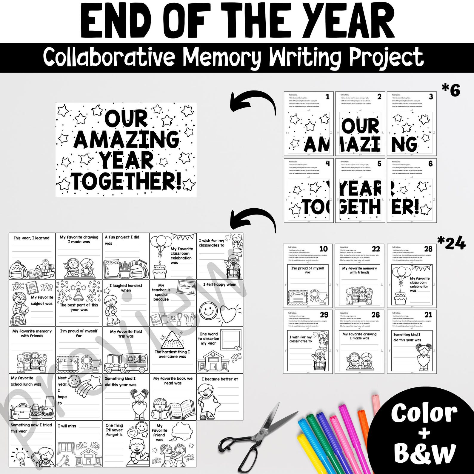 End of the Year Reflection, Memory Writing Prompts, Collaborative Art ...
