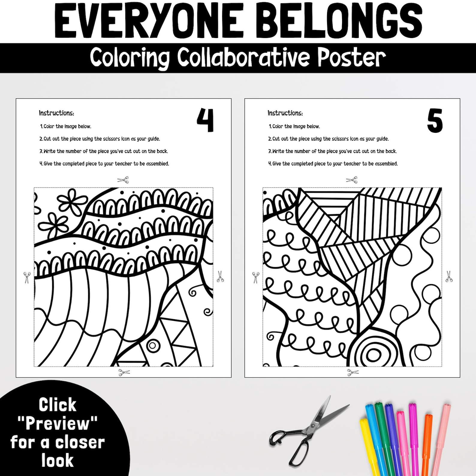 Harmony Day Collaborative Coloring Poster, Everyone Belong Poster ...