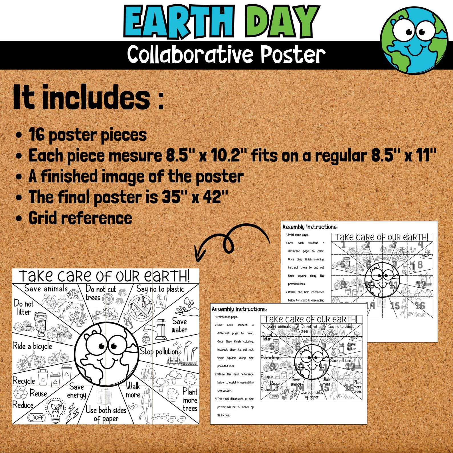 Earth Day Project, Collaborative Poster, Coloring Pages, Bulletin Board ...