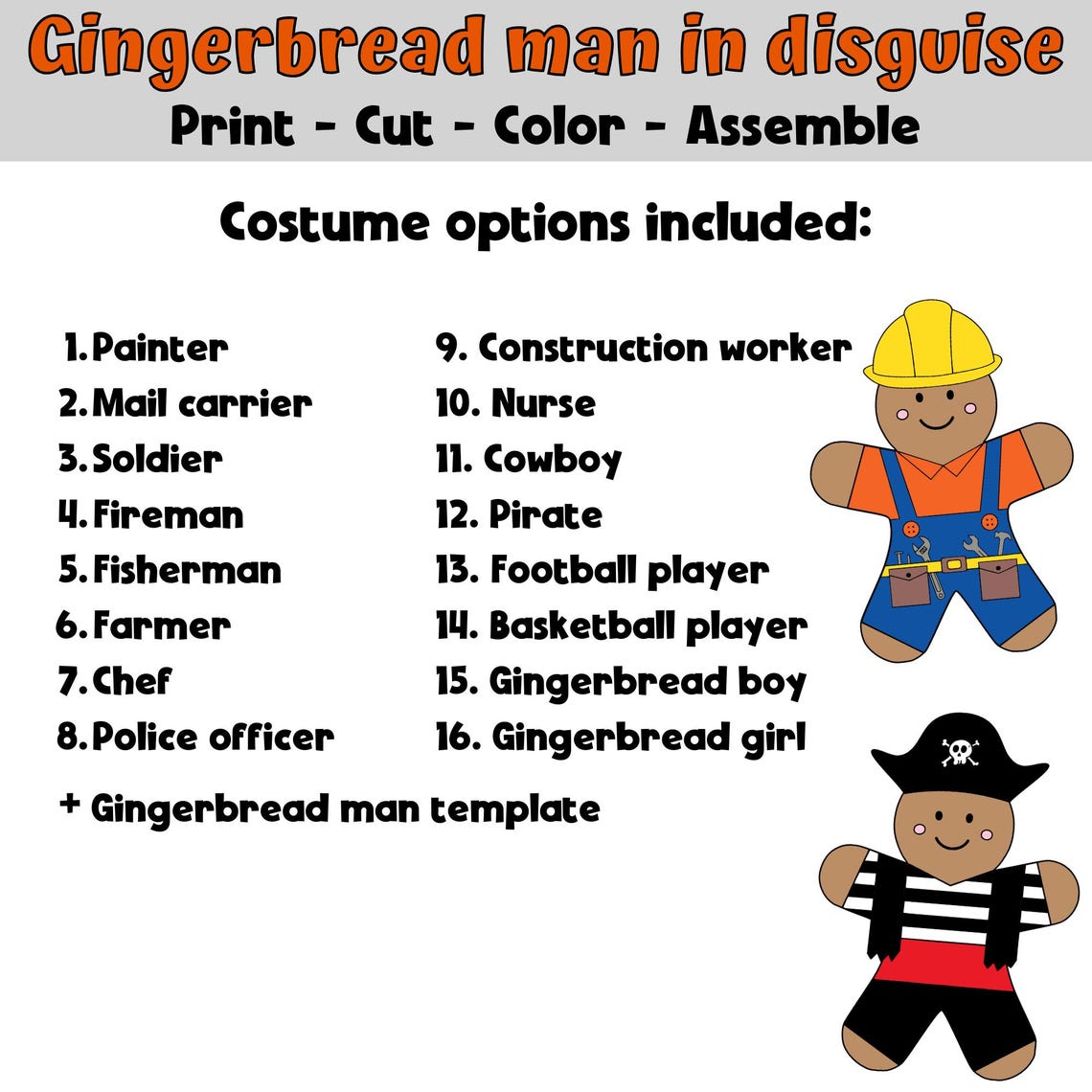 Gingerbread in Disguise, Disguise a Gingerbread Man Project, Pre-done ...