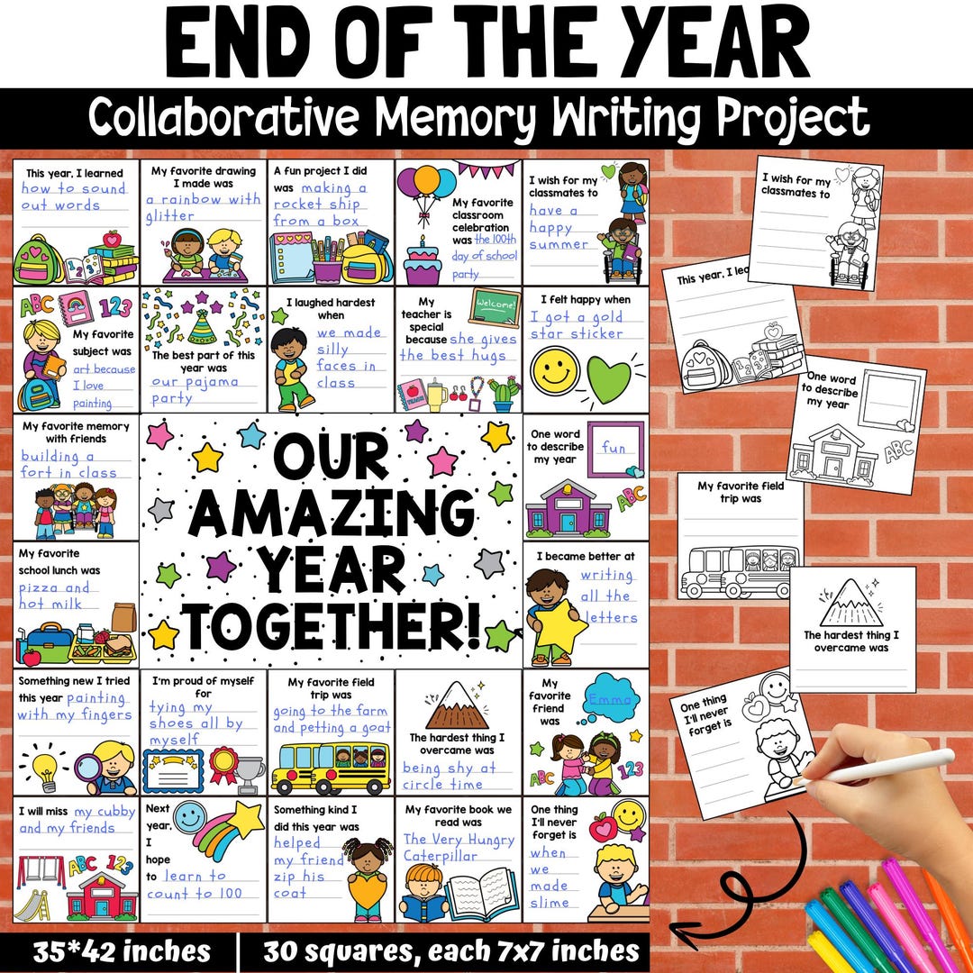 End of the Year Reflection, Memory Writing Prompts, Collaborative Art ...