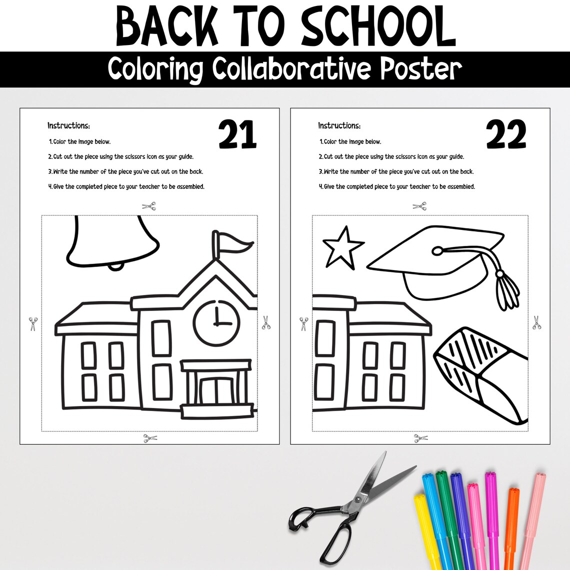 Welcome Back to School Coloring Collaborative Poster, Coloring Pages ...