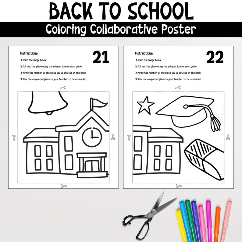 Welcome Back to School Coloring Collaborative Poster, Coloring Pages ...